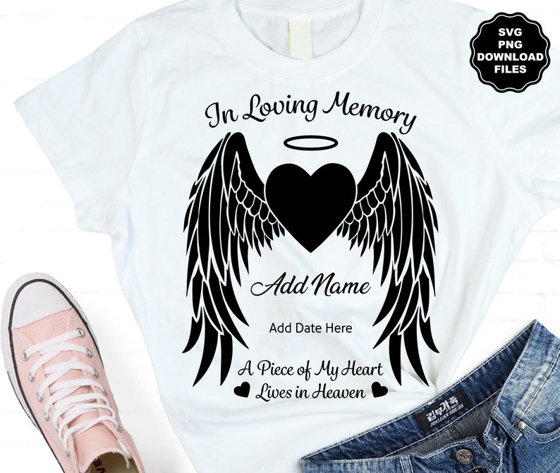 In Loving Memory Angel Wings SVG Angel Wings Heart Halo Heaven - Etsy ...