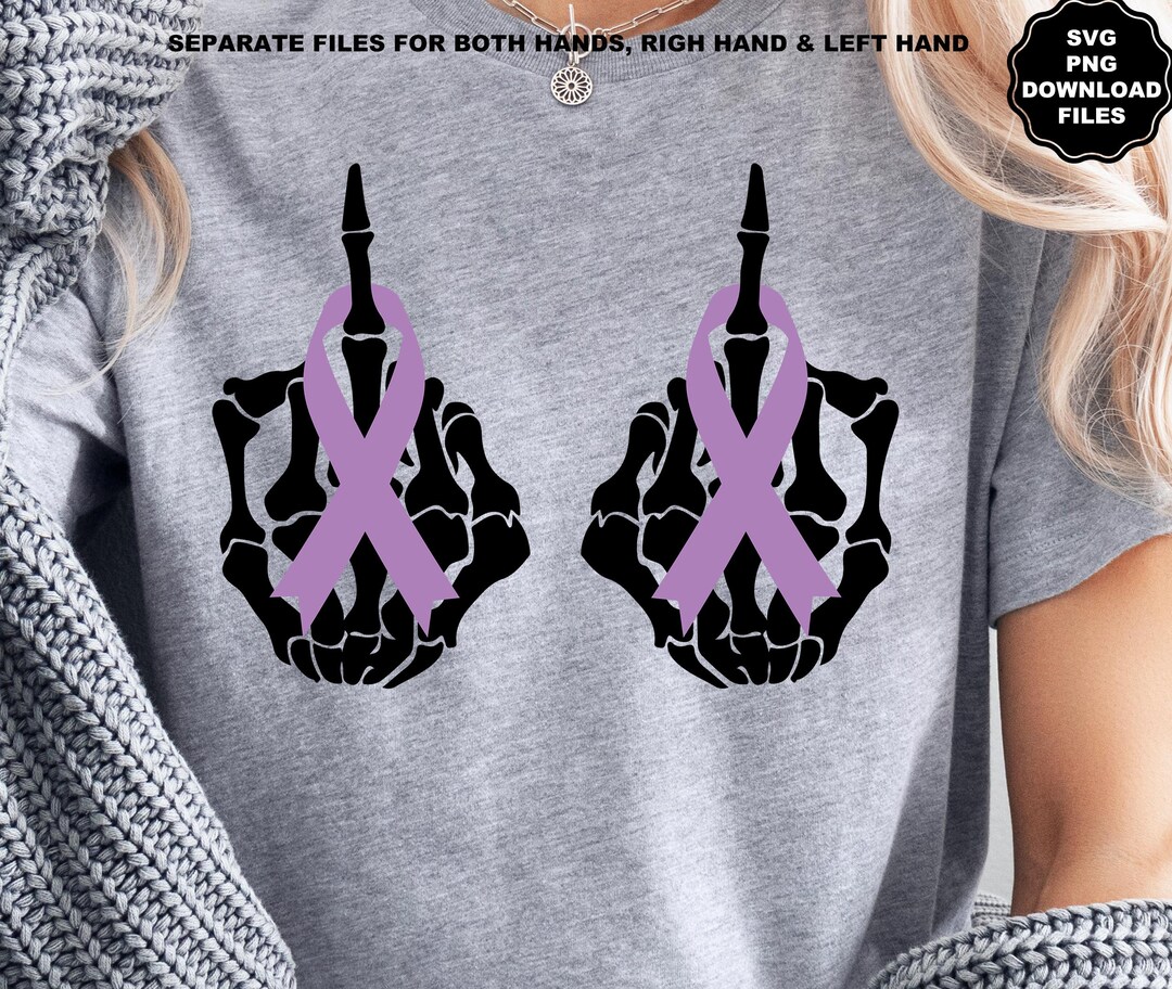 Esqueleto de fita roxa dedo médio SVG, conscientização sobre o câncer ...