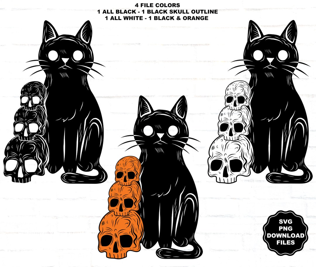 Black Cat Skull SVG Magic Witchcraft Celestial Boho Black Cat - Etsy