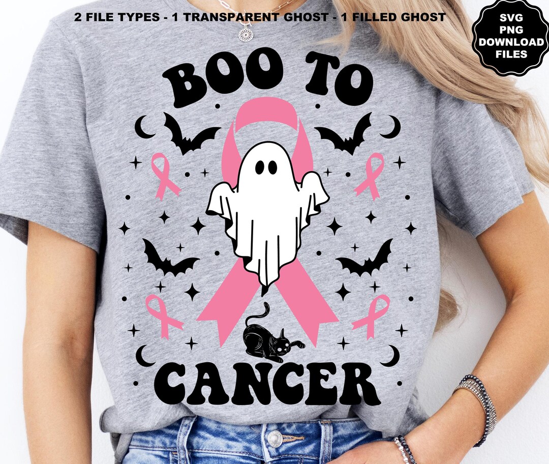 Boo to Cancer Ghost SVG, October Breast Cancer Awareness Month, Pink ...