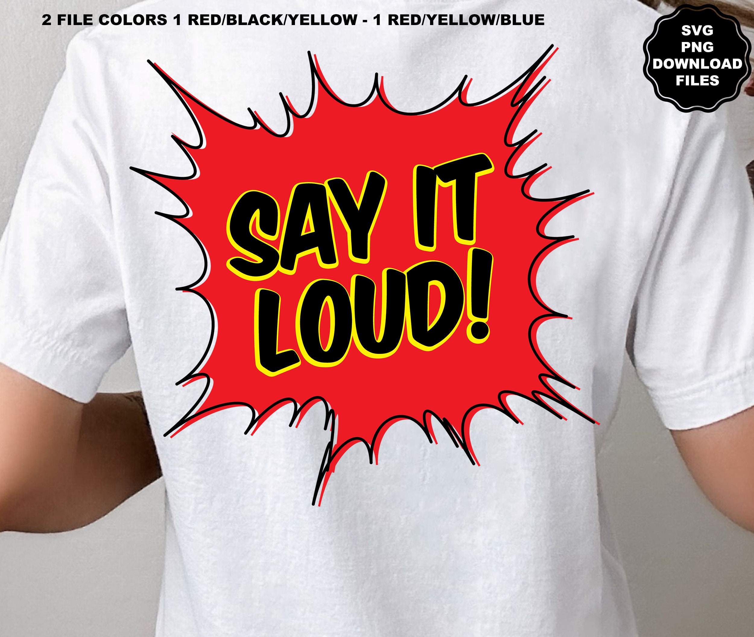 Say It Loud SVG, Say It Loud PNG, Retro Burst SVG, Comic Word Bubble ...