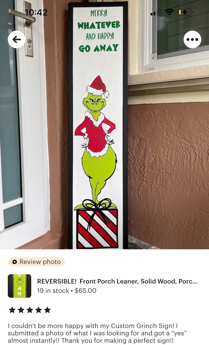Grinch Sign, Porch Leaner, REVERSIBLE, Solid Wood, Porch Sign, Signs ...