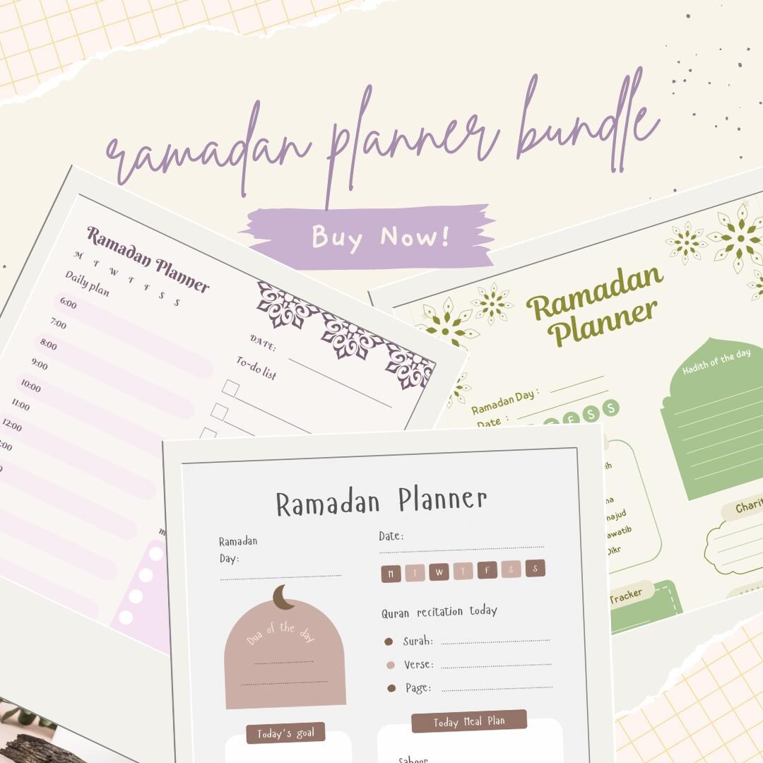 Ramadan Planner Bundle Printable | Daily, Spiritual & Hourly Ramadan ...