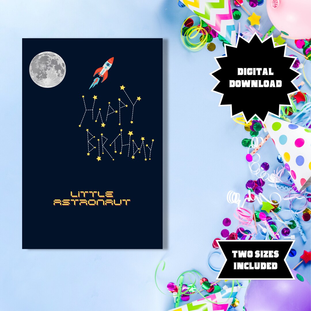 PRINTABLE Astronaut Birthday Card Space Birthday Card Kids - Etsy