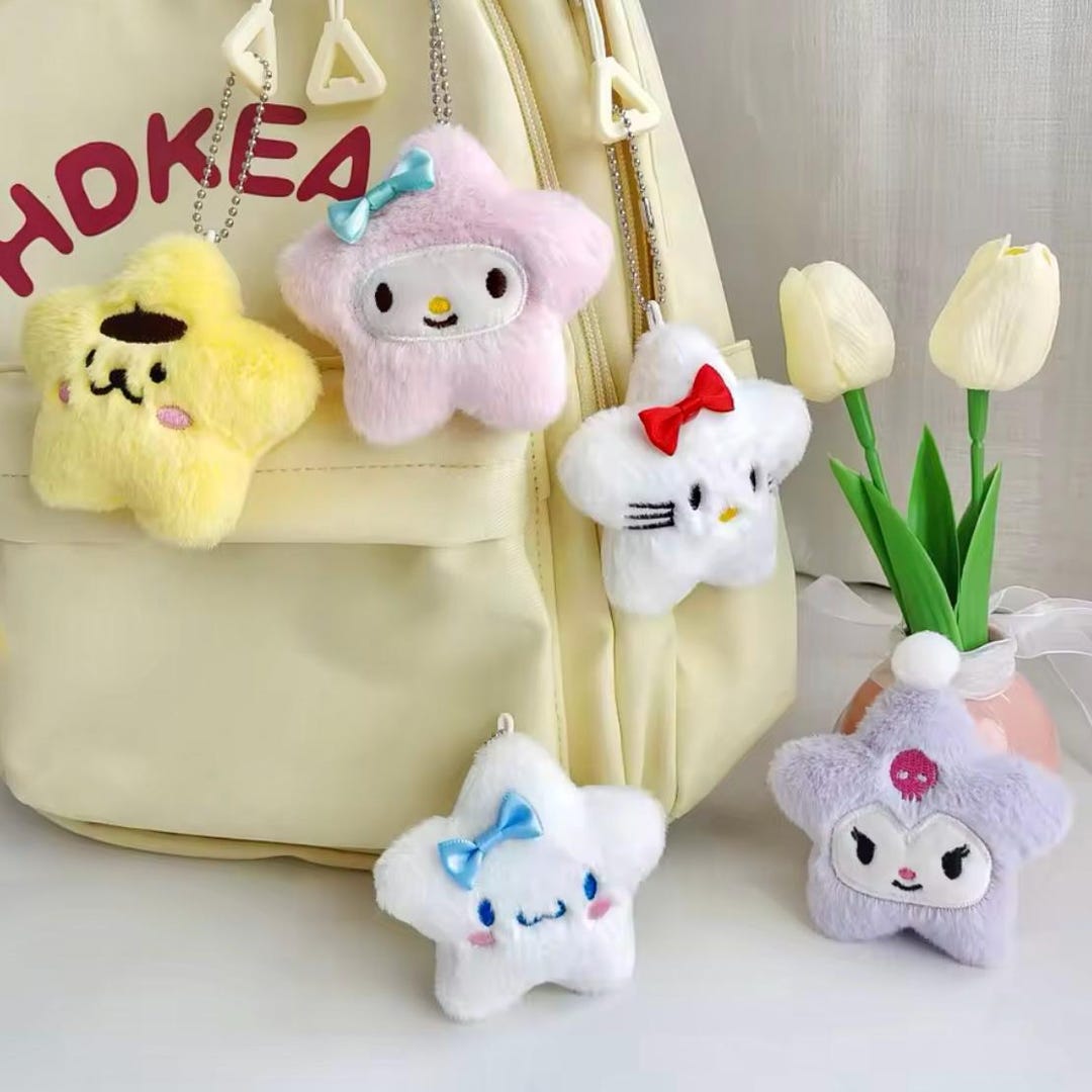 Sanrio Star Shape Plush Bag Chain - Soft Stuffed Sanrio Characters Car ...
