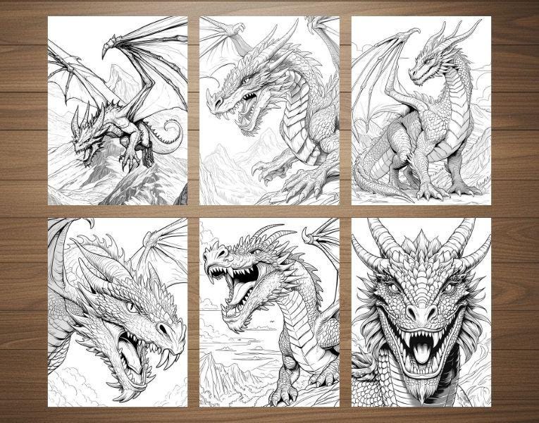 20 Nordic Dragon Coloring Pages, Digital Download, Printable Viking ...
