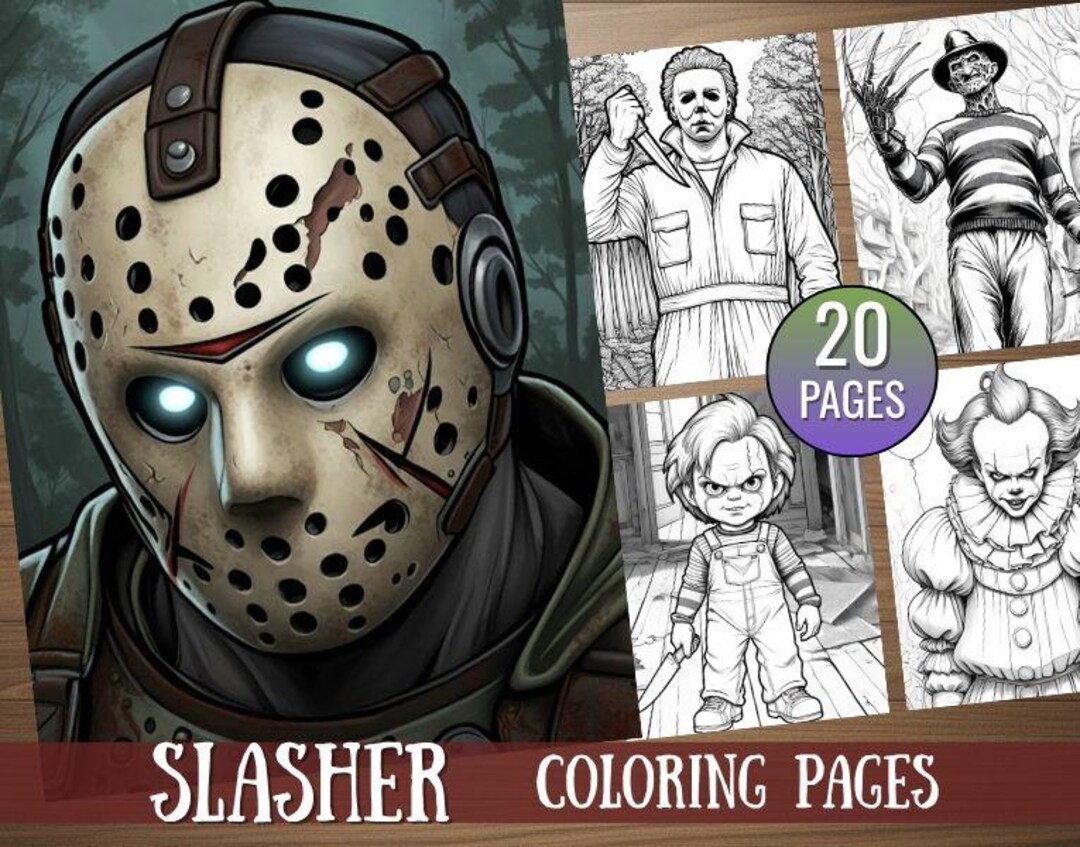 20 Slasher Coloring Pages, Digital Download, Horror Movie Icons ...