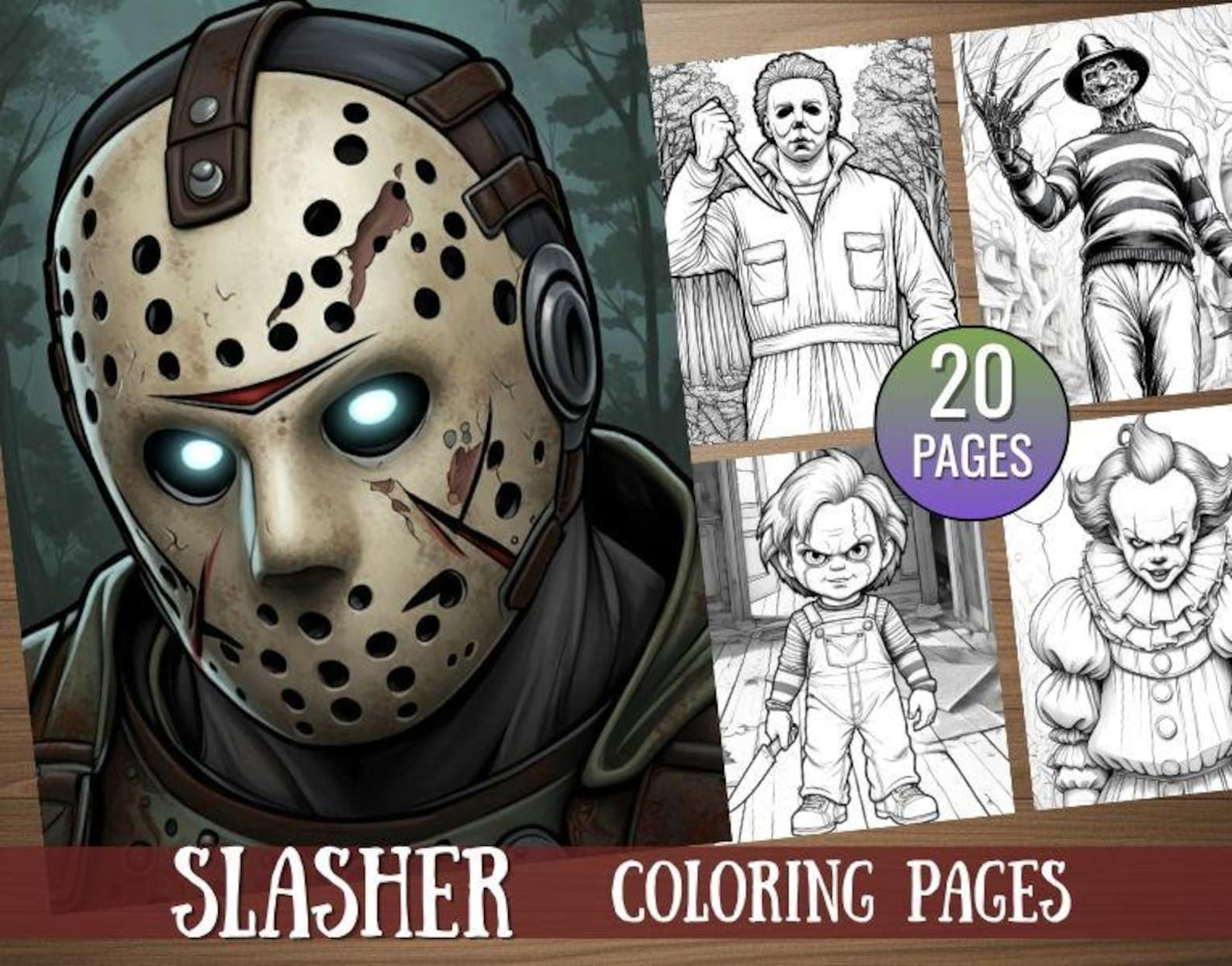 20 Slasher Coloring Pages, Digital Download, Horror Movie Icons ...