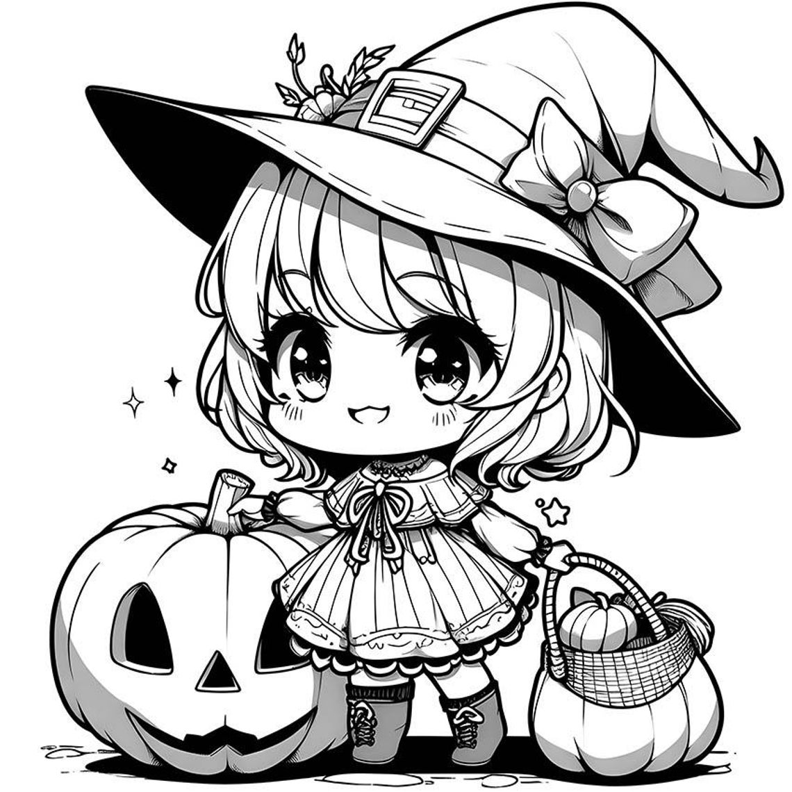 25 Chibi Witch Coloring Pages, Halloween, Witches, Anime, Kawaii, Chibi ...