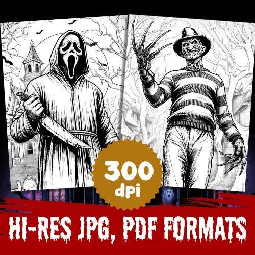 20 Slasher Coloring Pages, Digital Download, Horror Movie Icons ...