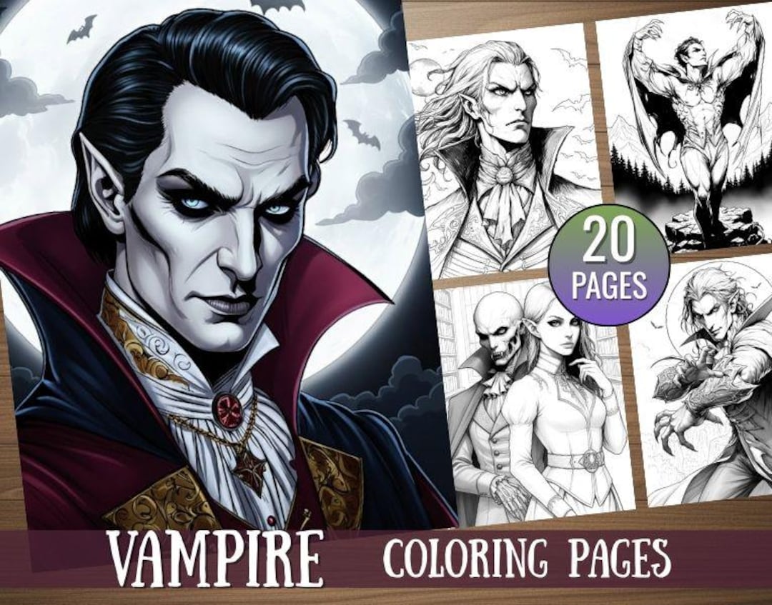 20 Vampire Coloring Pages, Digital Download, Horror Characters, Fantasy ...