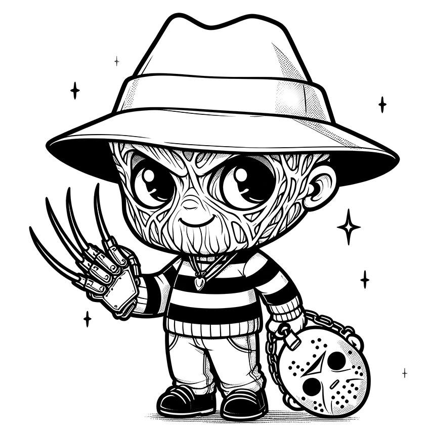 30 Chibi Slasher Coloring Pages, Kawaii Coloring, Slashers, Halloween ...