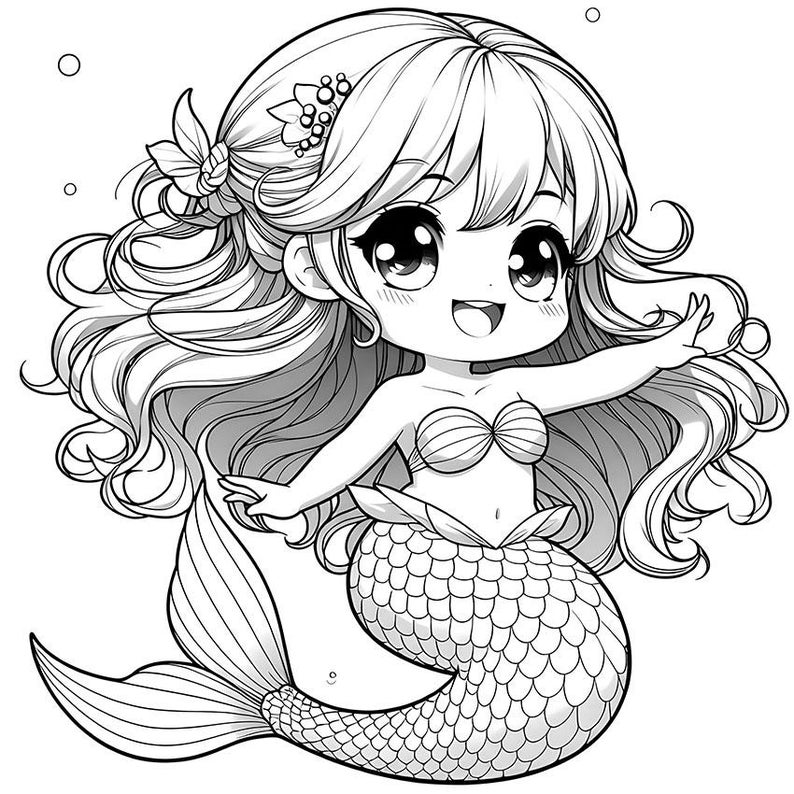30 Chibi Mermaid Coloring Pages, Anime Girls, Chibi Style, Girls, Kids ...