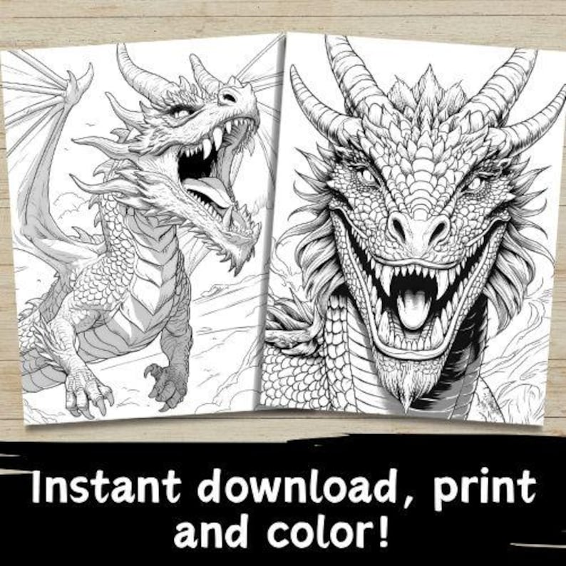 20 Nordic Dragon Coloring Pages, Digital Download, Printable Viking ...