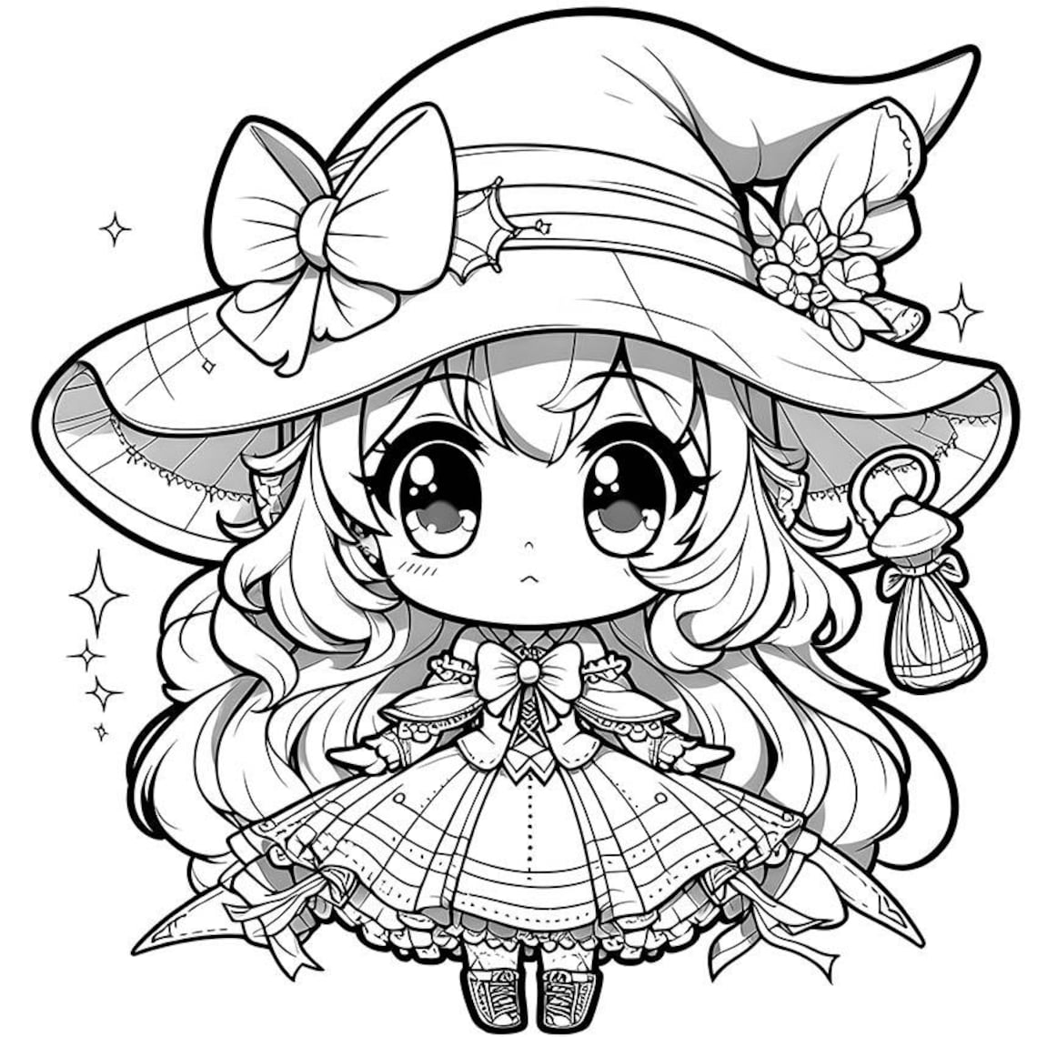 25 Chibi Witch Coloring Pages, Halloween, Witches, Anime, Kawaii, Chibi ...