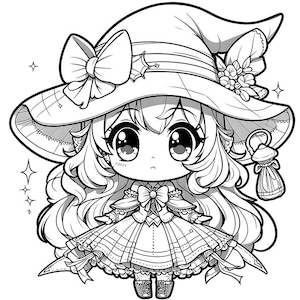 25 Chibi Witch Coloring Pages, Halloween, Witches, Anime, Kawaii, Chibi ...