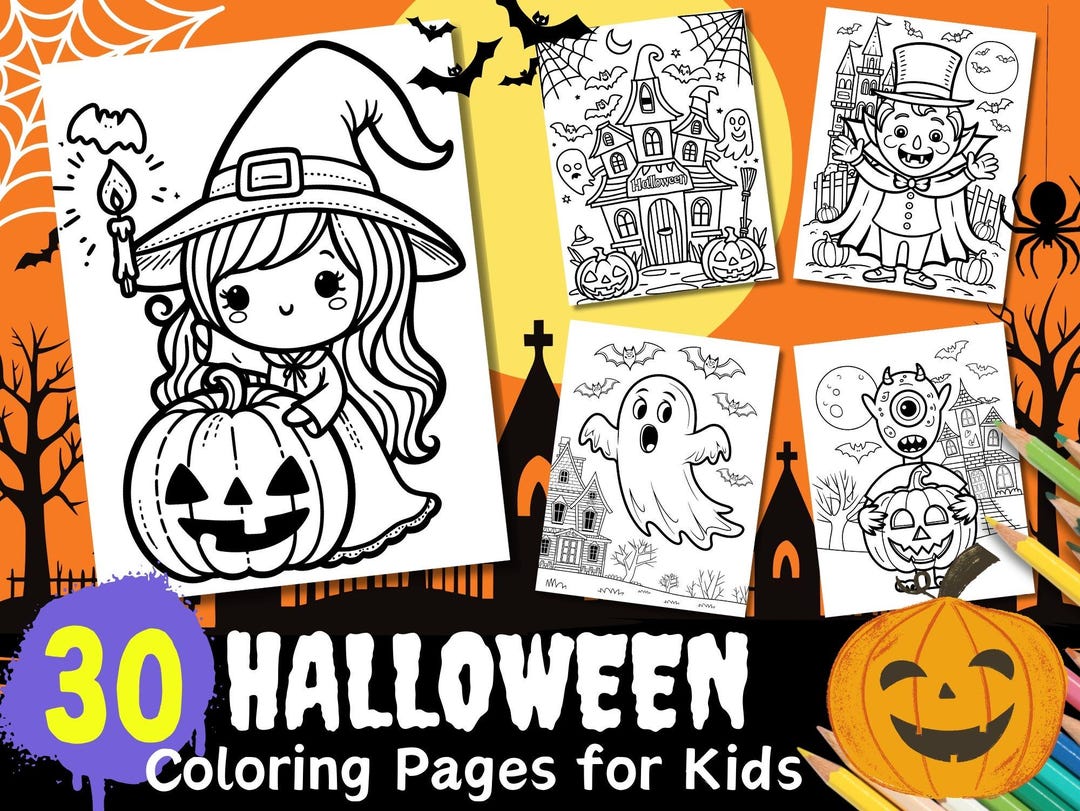 30 Halloween Coloring Pages for Kids, Halloween, Printables, Kids, Easy ...