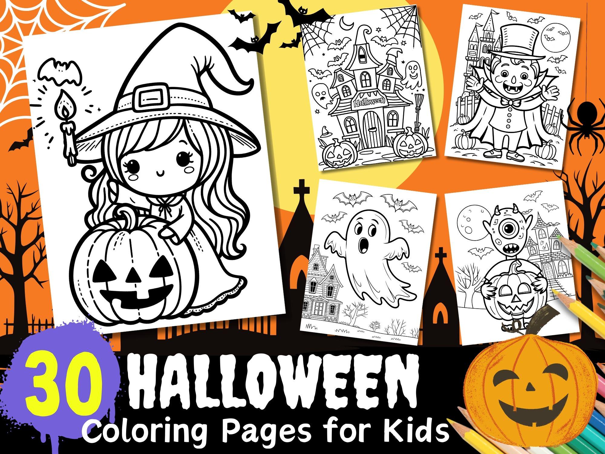 30 Halloween Coloring Pages for Kids, Halloween, Printables, Kids, Easy ...