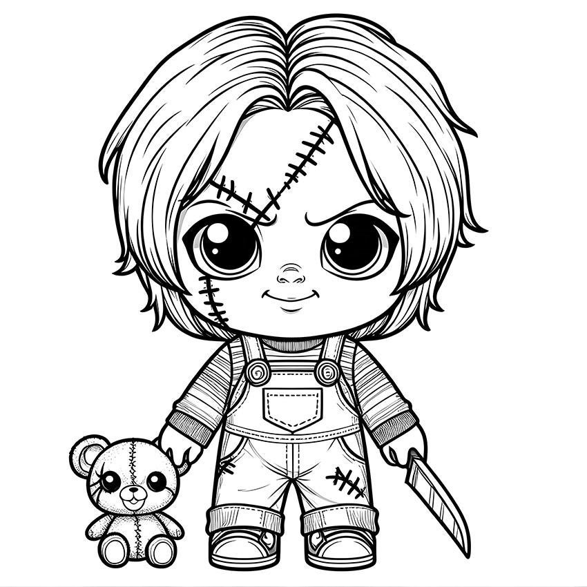 30 Chibi Slasher Coloring Pages, Kawaii Coloring, Slashers, Halloween ...