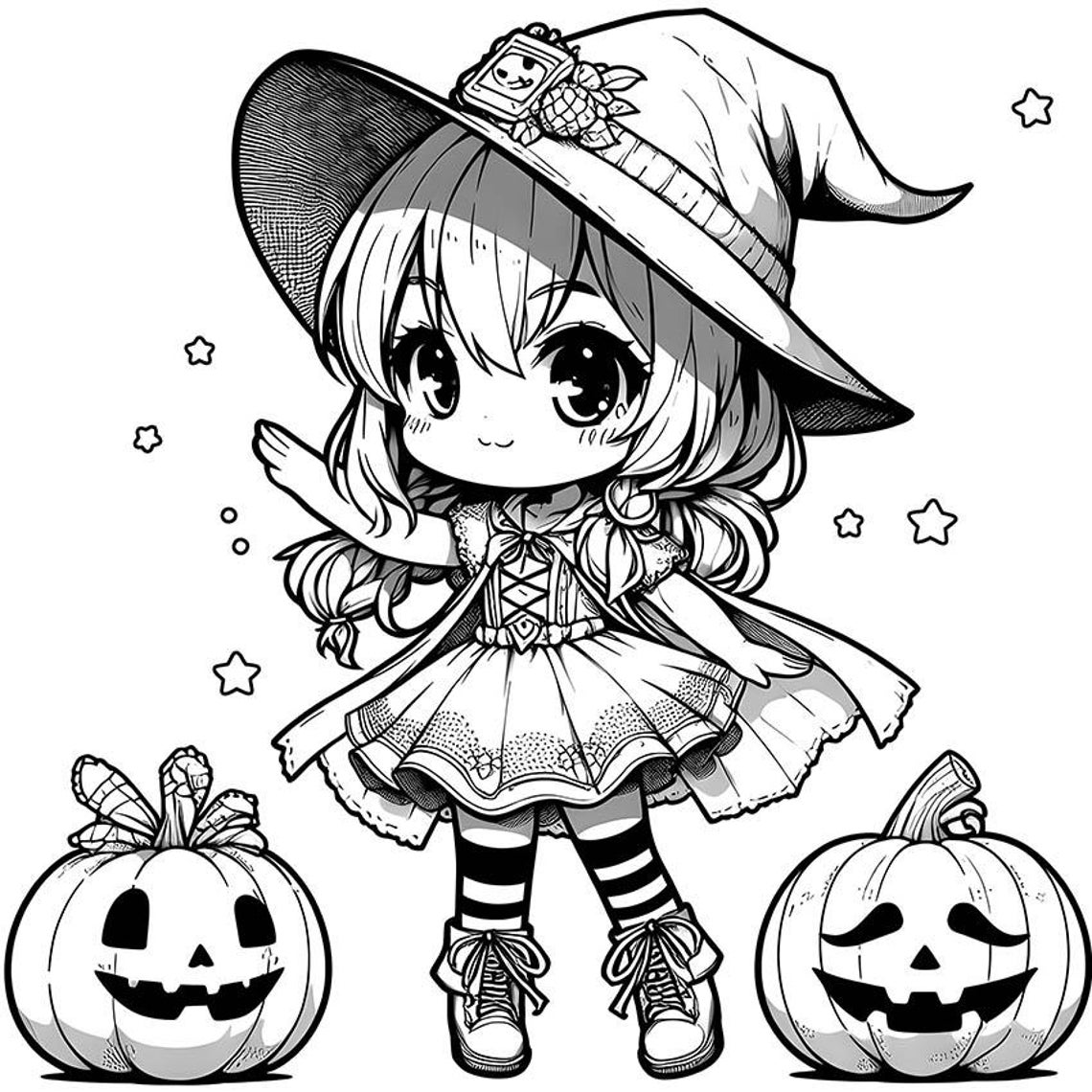 25 Chibi Witch Coloring Pages, Halloween, Witches, Anime, Kawaii, Chibi ...