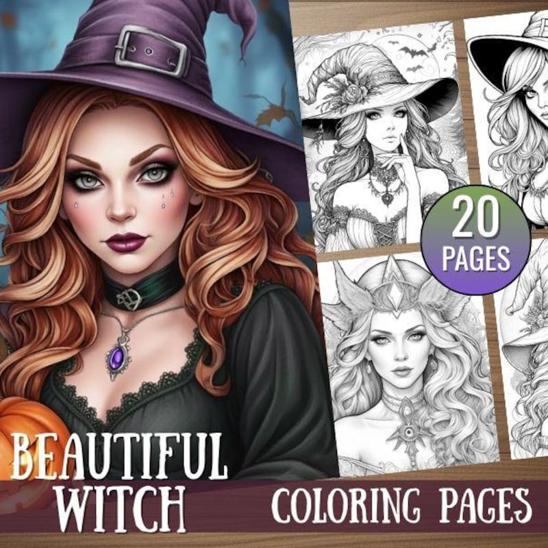 Beautiful Witch Coloring - Etsy