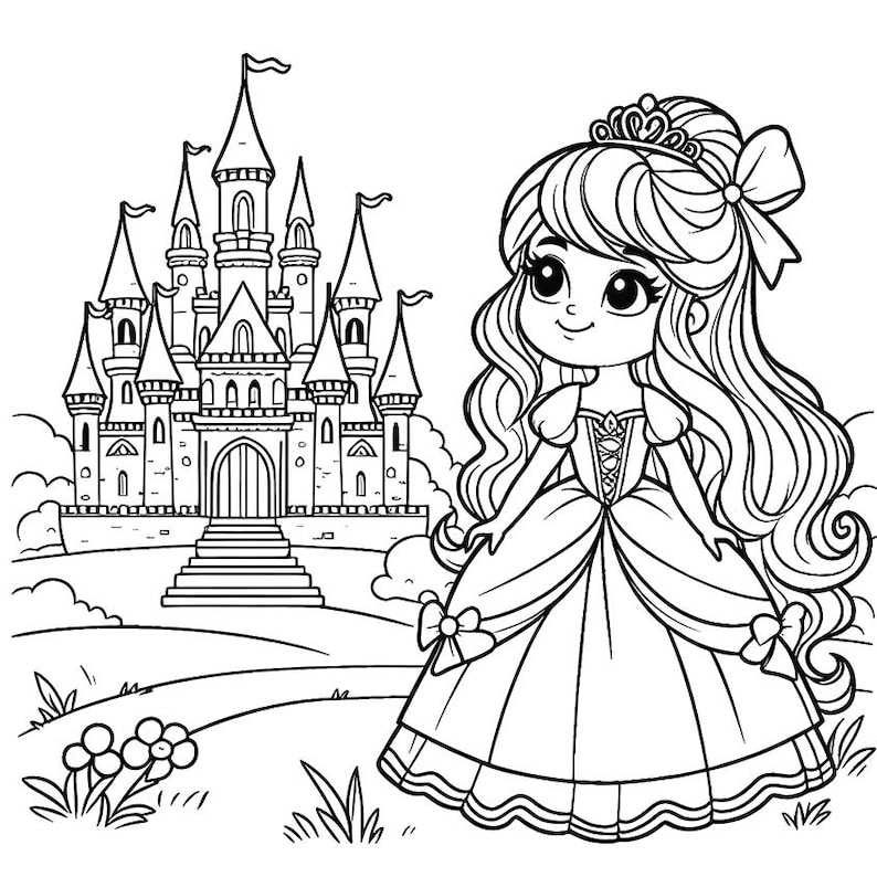 20 Cartoon Princess Coloring Pages - Etsy