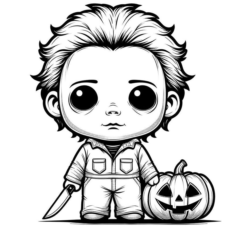 30 Chibi Slasher Coloring Pages, Kawaii Coloring, Slashers, Halloween ...