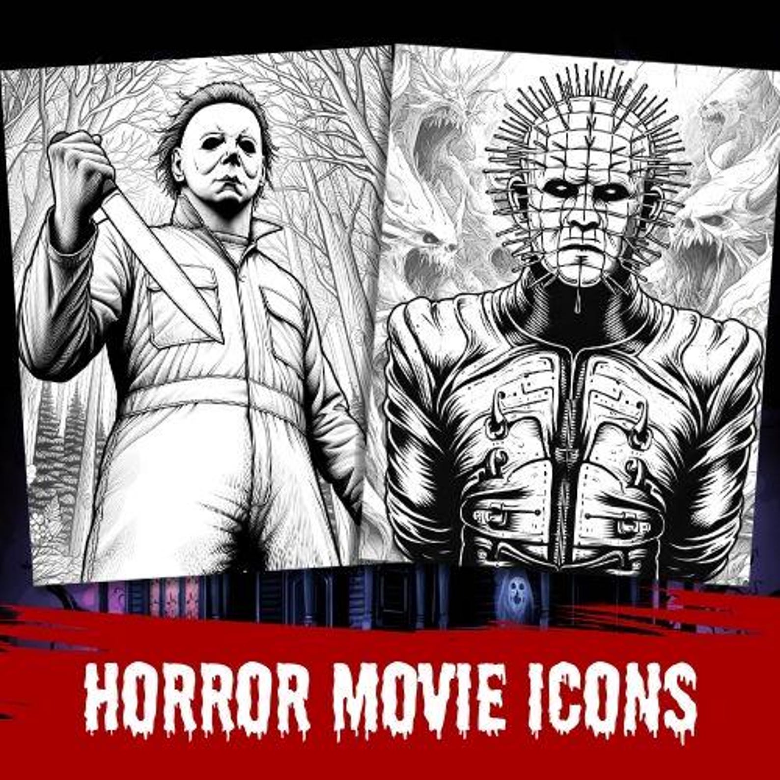 20 Slasher Coloring Pages, Digital Download, Horror Movie Icons ...