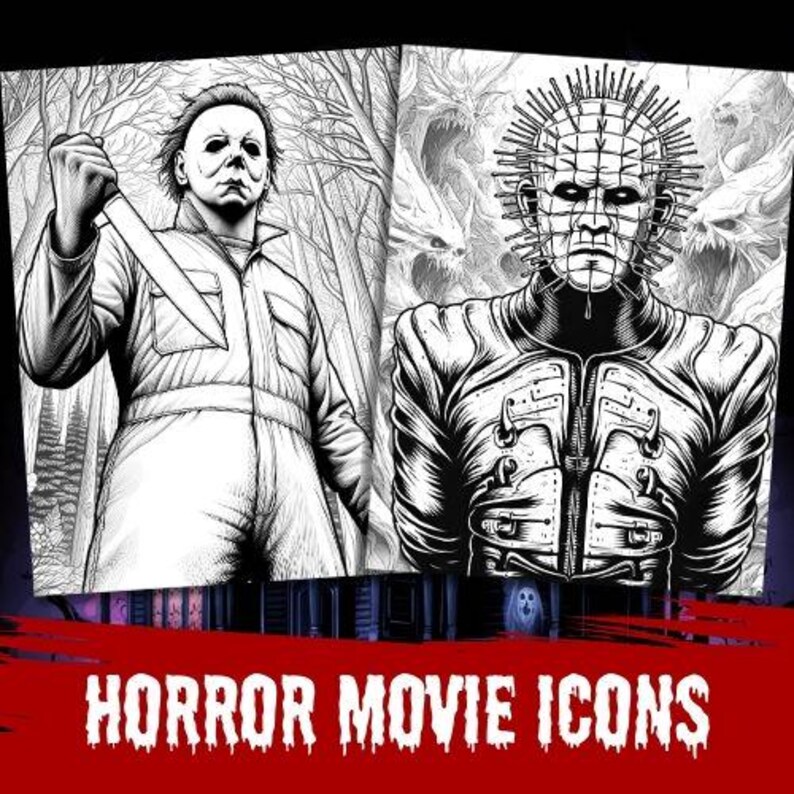 20 Slasher Coloring Pages for Adults, Digital Download, Horror Movie ...