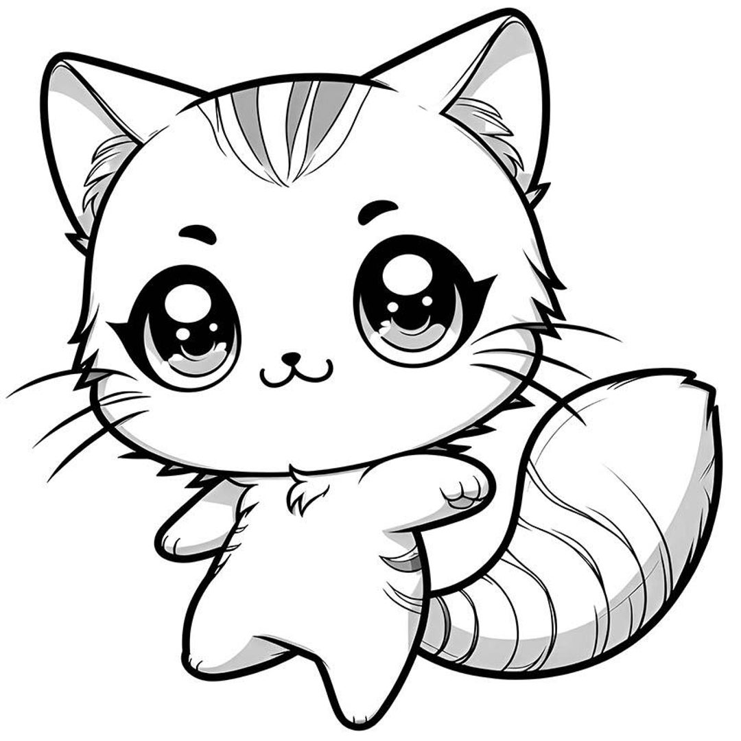 25 Kawaii Cat Coloring Pages, Kawaii Cats, Printable Coloring Pages ...