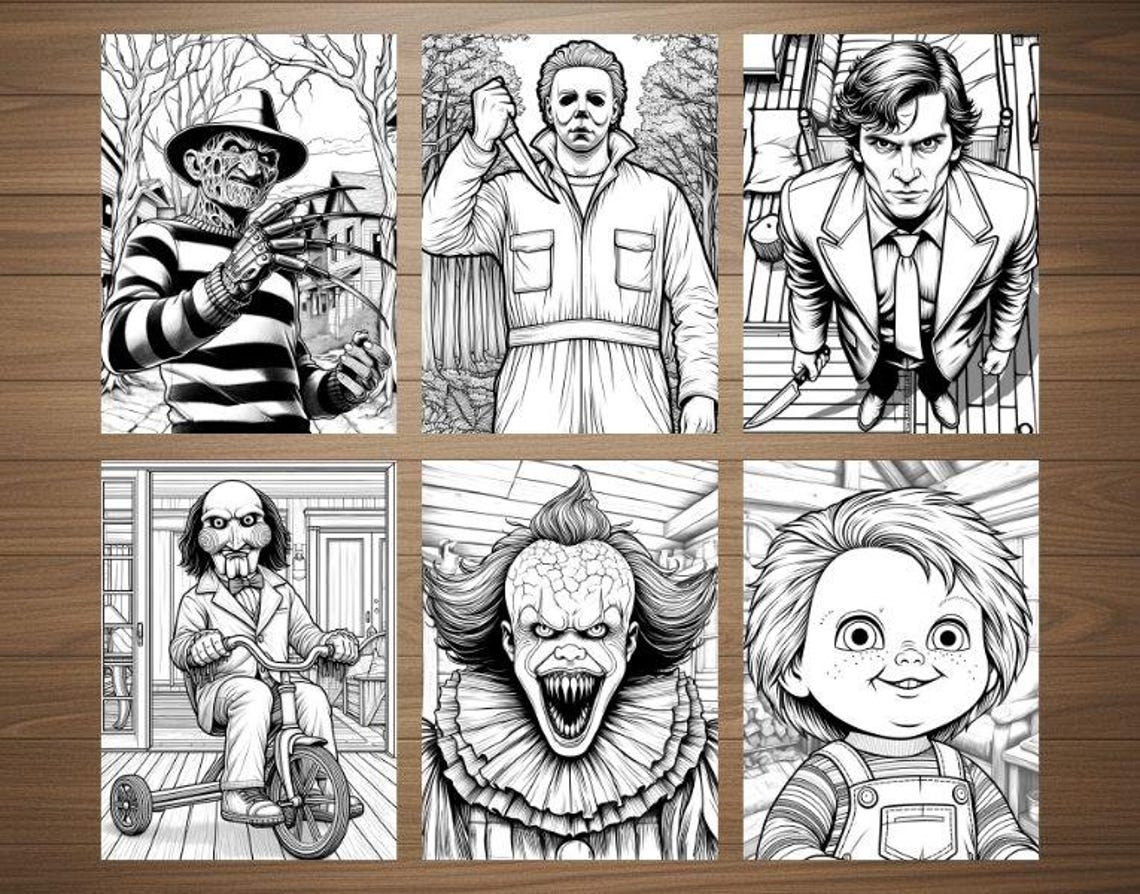 20 Slasher Coloring Pages, Digital Download, Horror Movie Icons ...