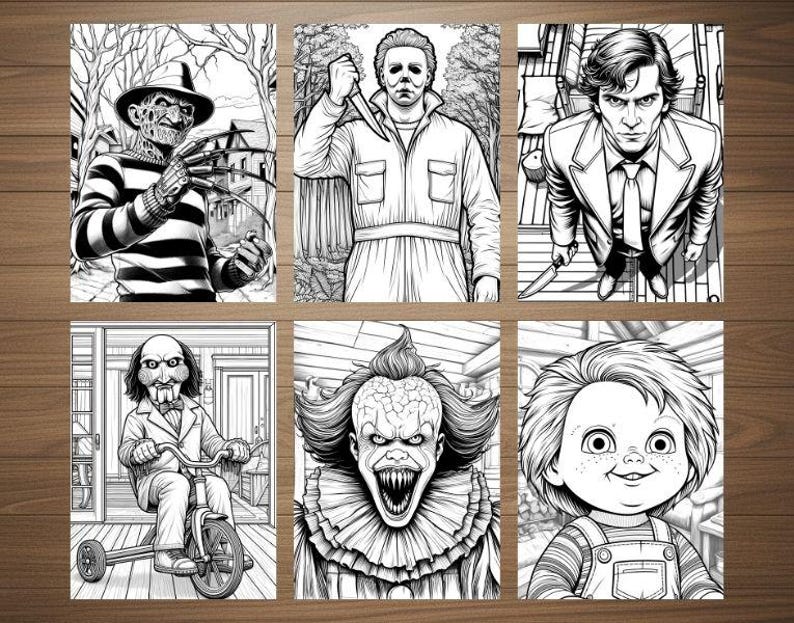 20 Slasher Coloring Pages, Digital Download, Horror Movie Icons ...
