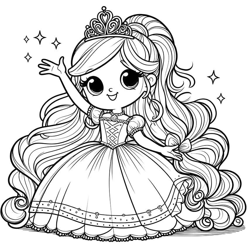 20 Cartoon Princess Coloring Pages - Etsy