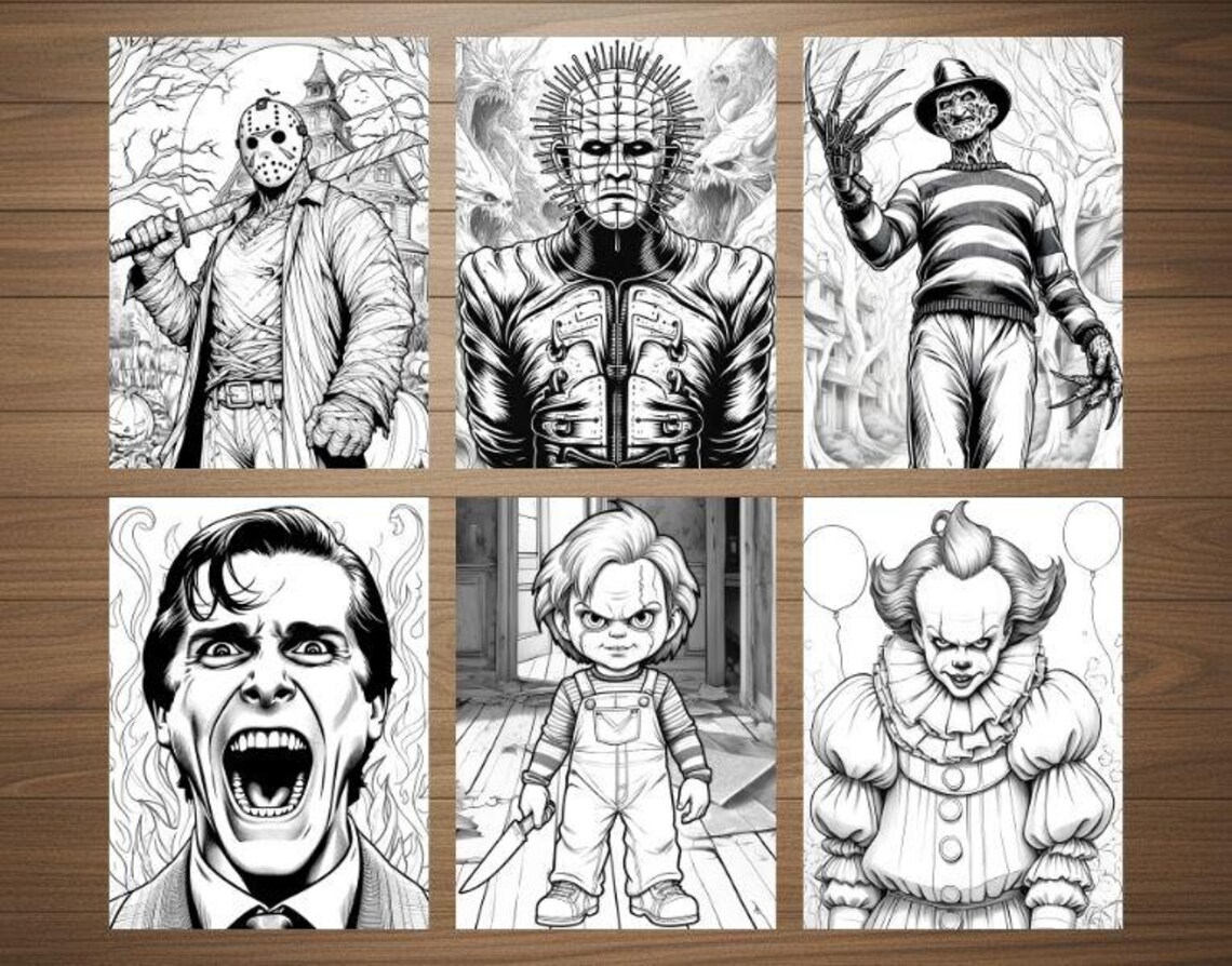 20 Slasher Coloring Pages, Digital Download, Horror Movie Icons ...