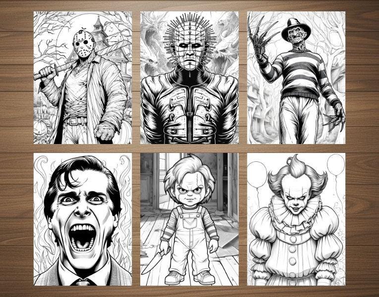 20 Slasher Coloring Pages, Digital Download, Horror Movie Icons ...