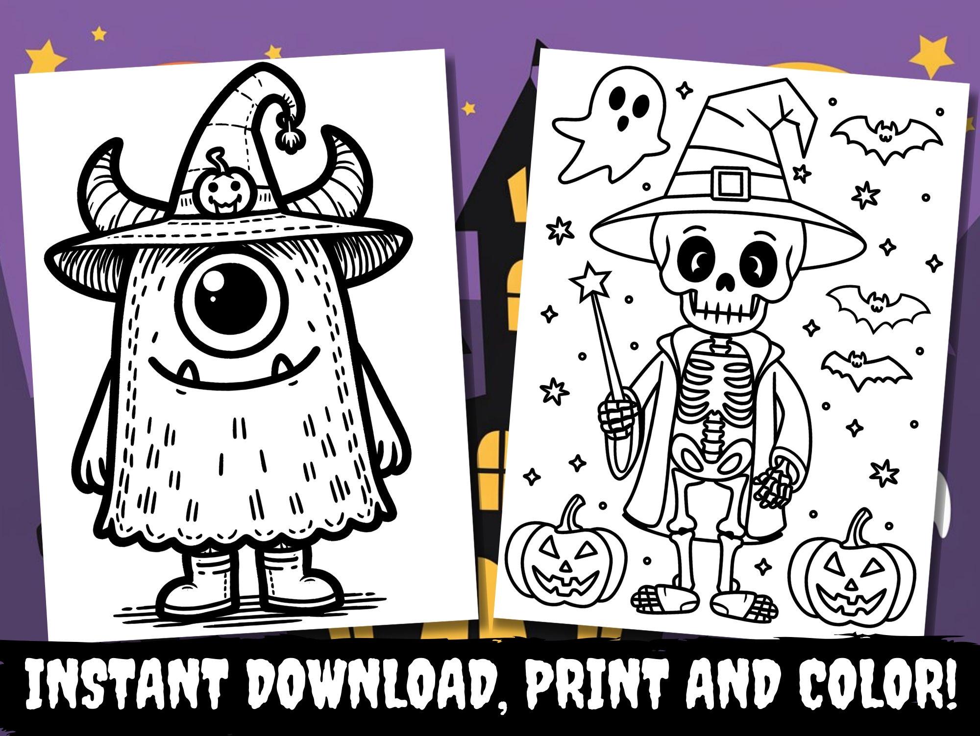 30 Halloween Coloring Pages for Kids, Halloween, Printables, Kids, Easy ...