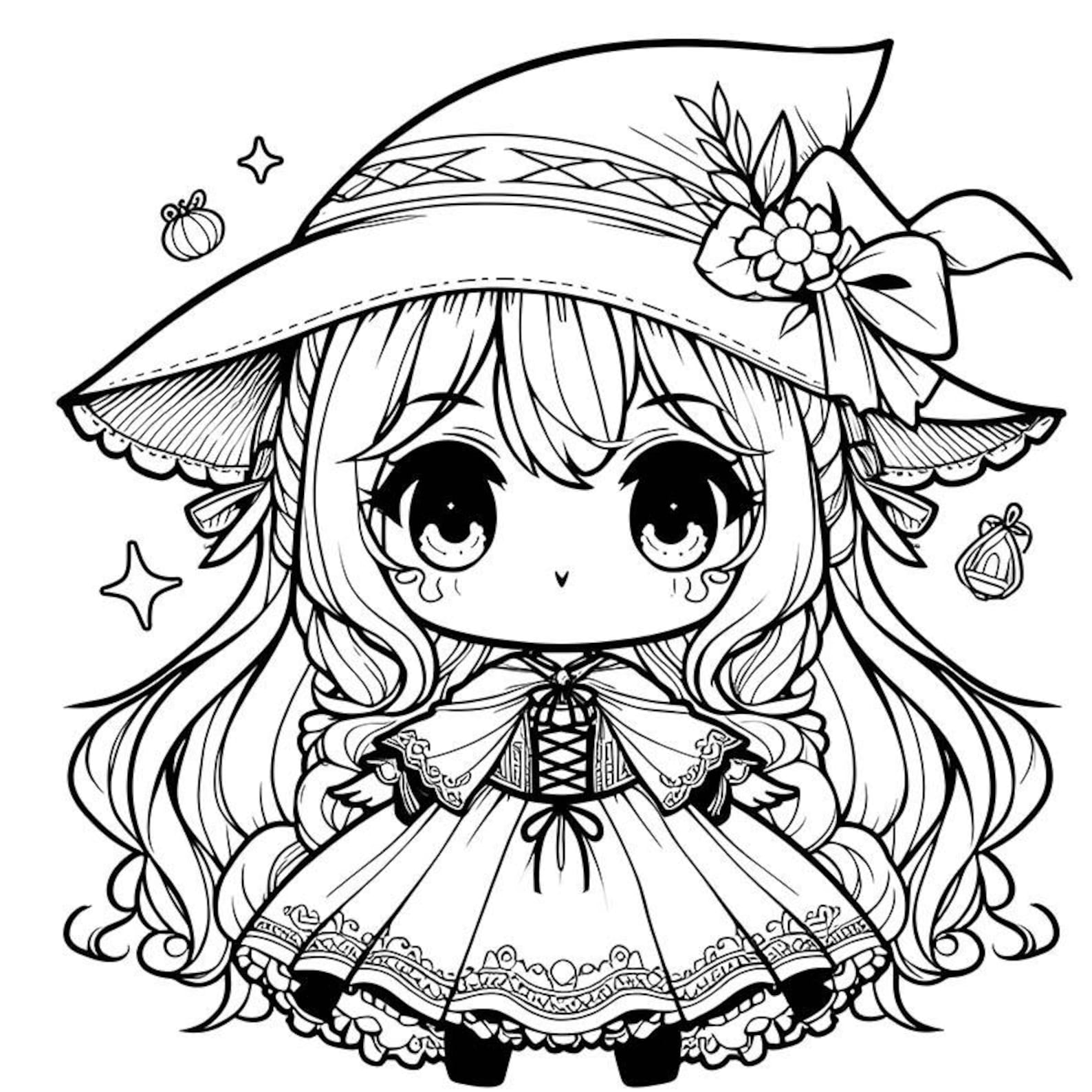 25 Chibi Witch Coloring Pages, Halloween, Witches, Printable Anime ...