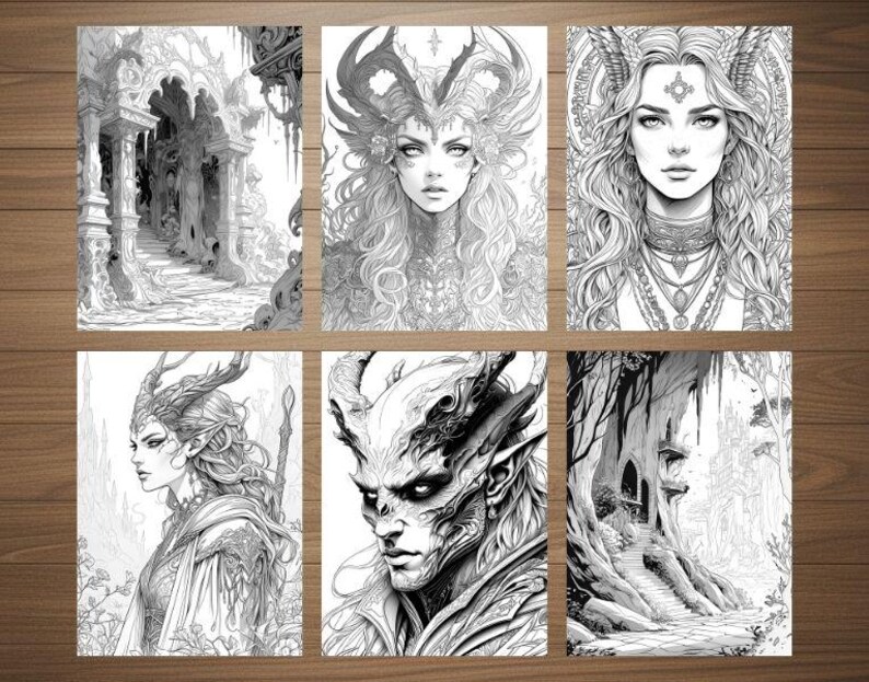 20 Dark Fantasy Coloring Pages, Digital Download, Gothic Horror ...