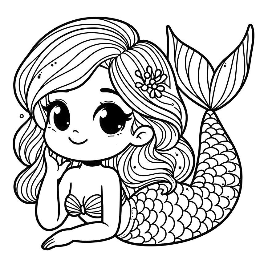 20 Cartoon Mermaid Coloring Pages - Etsy