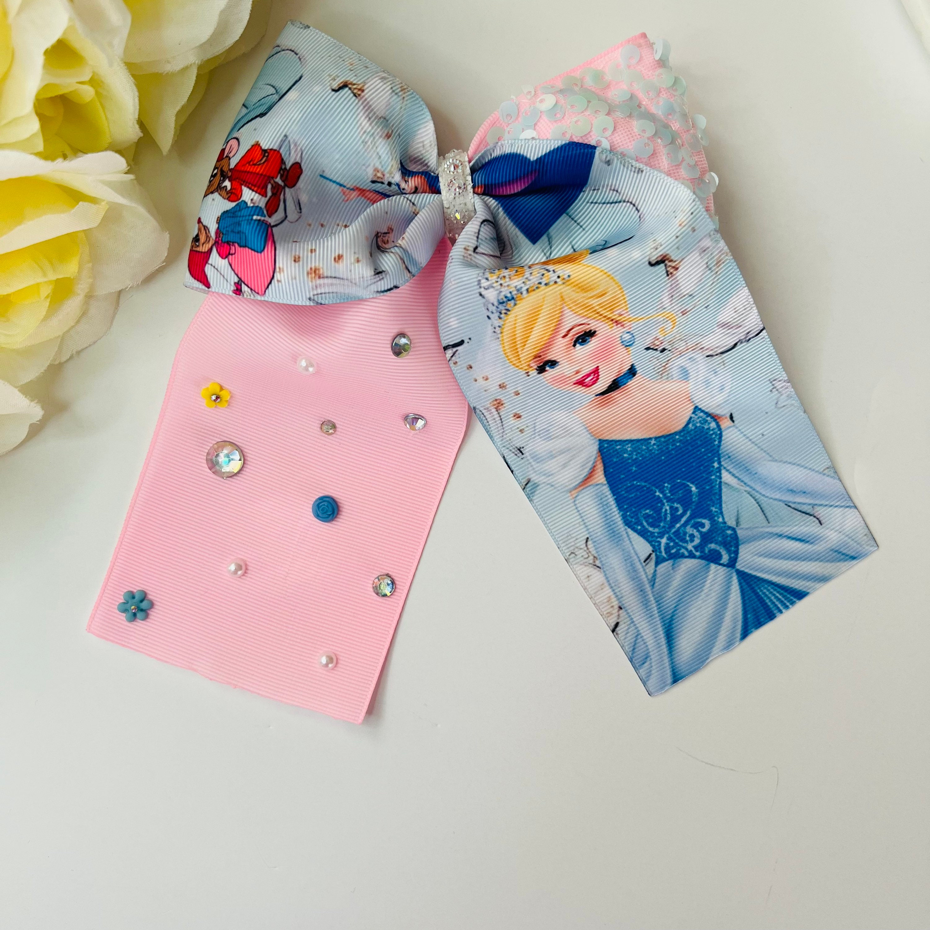 Cinderella Princess Disney Inspired Hair Bow Cinderella Cheer - Etsy