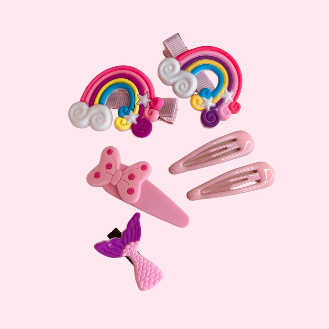6 Pack Rainbow Hair Clips Rainbow Hair Clips for Girls & - Etsy