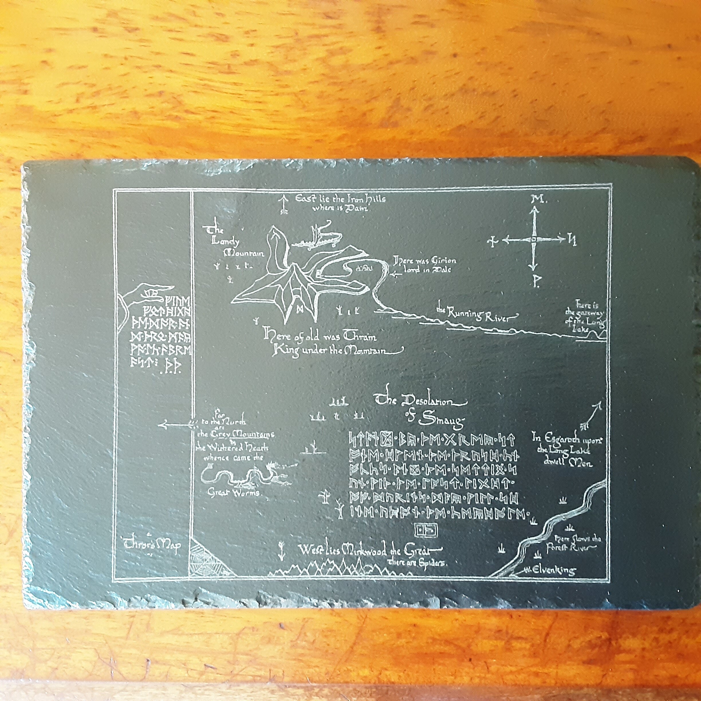 The Hobbit Thror's Map Laser Engraved Slate - Etsy