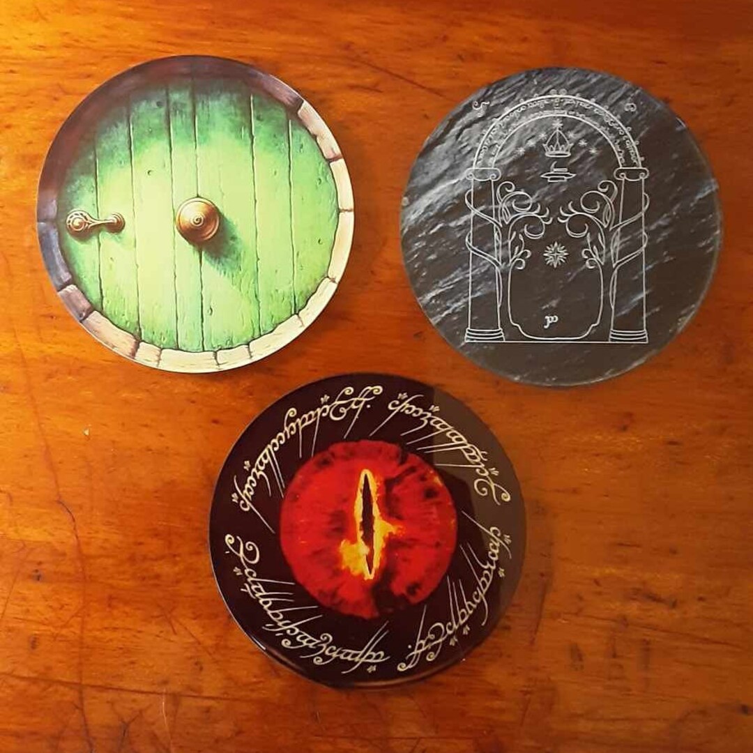 Tolkien Inspired Colour Printed Glass Coasters / Fridge Magnets 10cm ...