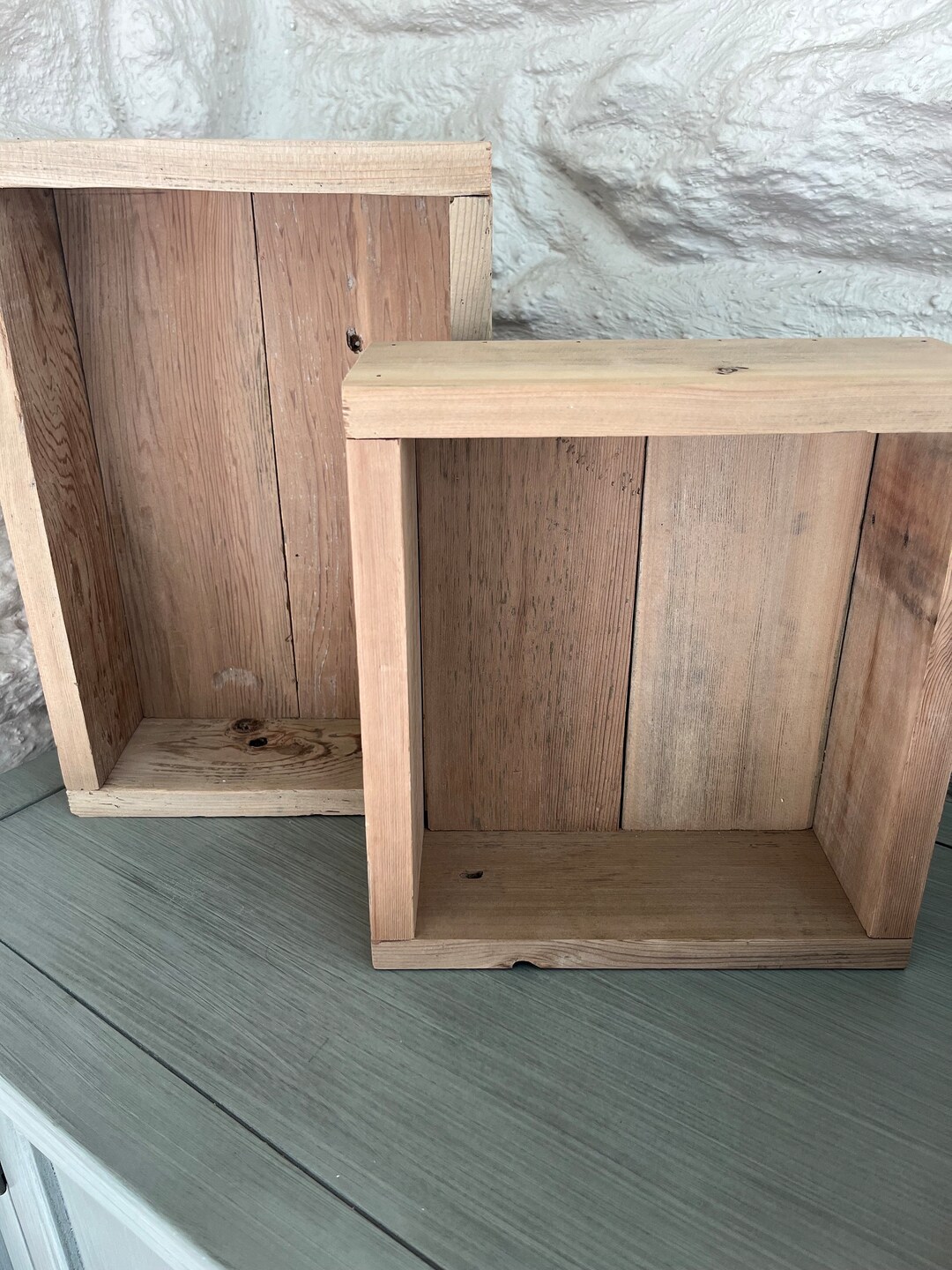 Rustic Wooden Box Wood Shelf Shadow Box Table Decor Farmhouse Natural ...