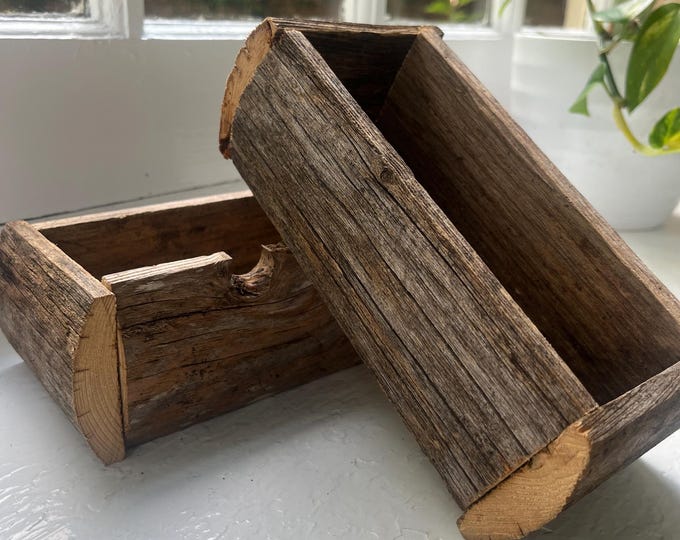 Small Rustic Wood Box Reclaimed Salvaged Wooden Storage Boho Style Barn ...