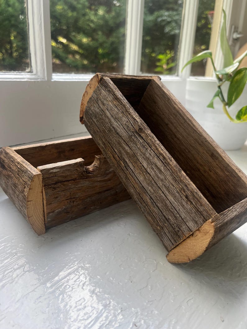 Small Rustic Wood Box Reclaimed Salvaged Wooden Storage Boho Style Barn ...