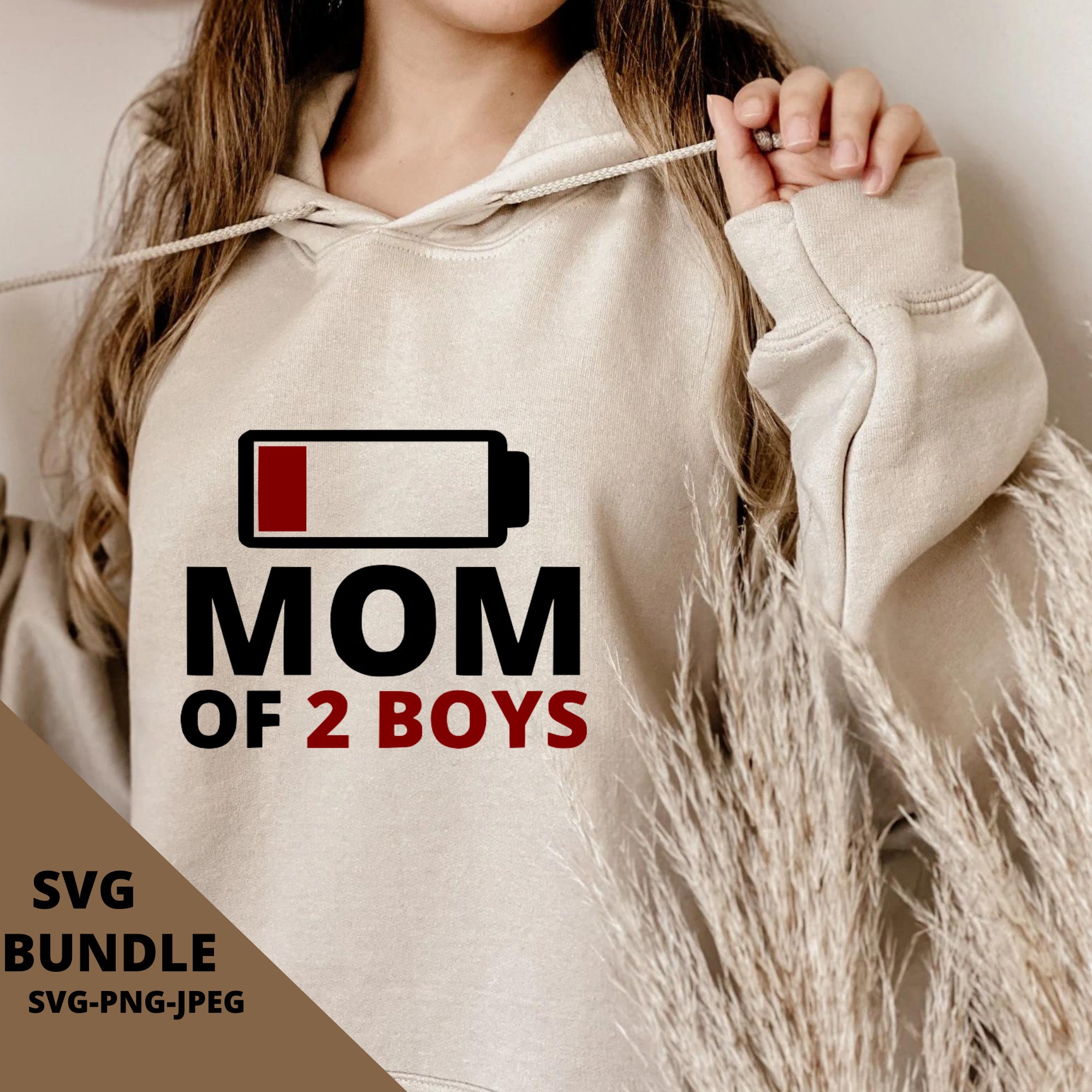 Mom of 2 Boys Svg - Etsy