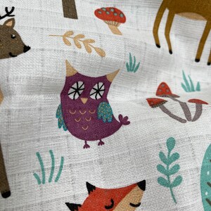 Happy Forest Printed Muslin Fabric, Wide 62', Gazelle and Fox, Natural ...