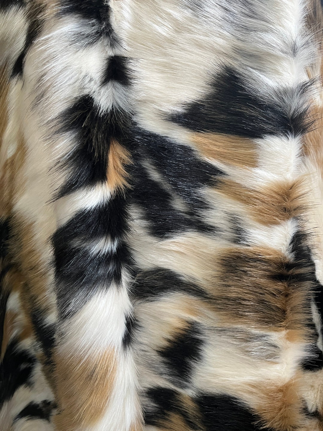 Animal Long Pile Faux Fur, Wide 59” One Sided Fur Fabric, Vegan Faux ...