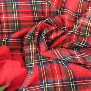 Red Royal Stewart Tartan, Wide 1.85yrd/67in, Fabric, Table Cloth, Craft ...